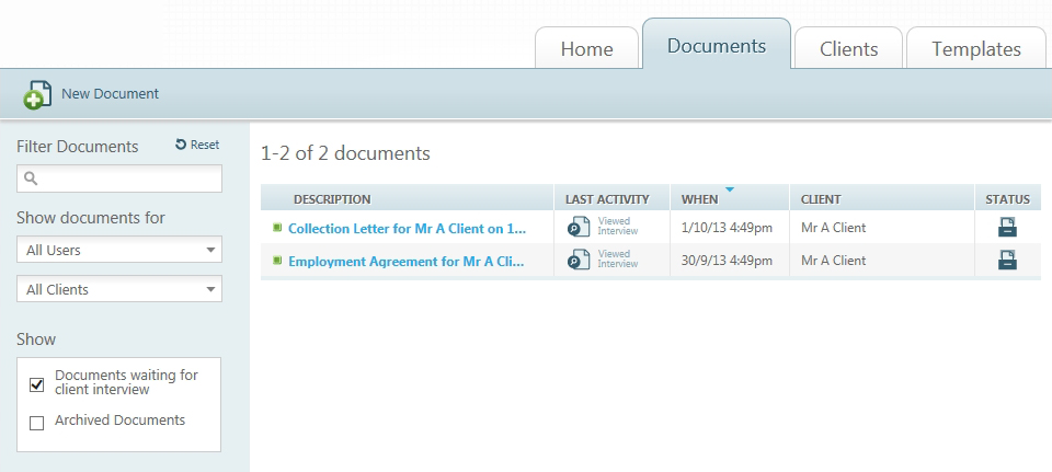 Documents Tab